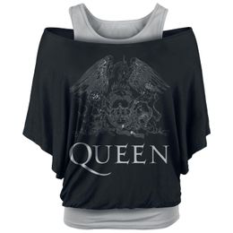 Queen Crest Logo T-Shirt schwarz grau in L