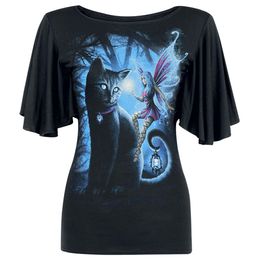 Spiral Cat And Fairy T-Shirt schwarz in L