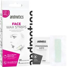 andmetics Gesichtspflege Wachsstreifen Face Wax Strips 20 x Face Wax Strips + 4 x Calming Care Wipes
