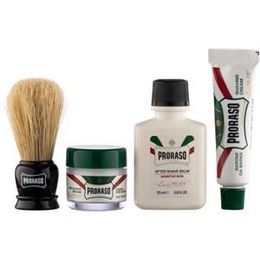 Proraso Herrenpflege Sensitive Travel Kit Pre Shave Cream Refresh 15 ml + Shave Cream Refresh 10 ml + After Shave Balm Sensitive 25 ml + Shaving Brush