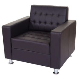 Sessel Kunda, Clubsessel Loungesessel, Kunstleder, Metall-Füße ~ coffee