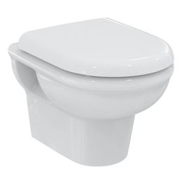 Ideal Standard Exacto Kombipaket Wand-Tiefspül-WC kompakt, spülrandlos, mit WC-Sitz, R002601,