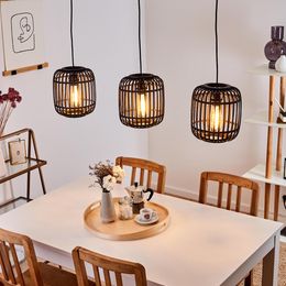 hofstein Mongolei Pendelleuchte Schwarz, 3-flammig