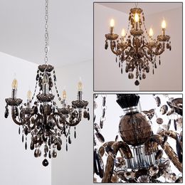hofstein Delhi Kronleuchter Schwarz, Transparent, Klar, 5-flammig