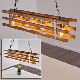 hofstein Mallard Pendelleuchte Holz hell, Silber, 4-flammig
