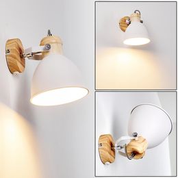 hofstein Banjul Wandleuchte Holz hell, Weiß, 1-flammig