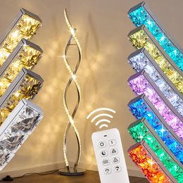 hofstein Assuan Stehlampe LED Chrom, 1-flammig, Fernbedienung, Farbwechsler