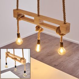 hofstein Riekje Pendelleuchte Braun, Holz hell, Schwarz, 3-flammig