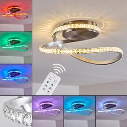 hofstein Saginaw Deckenleuchte LED Nickel-Matt, 1-flammig, Fernbedienung, Farbwechsler
