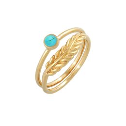 Elli Ring Boho 'Feder' Damen Gr&ouml;&szlig;e 56 t&uuml;rkis / gold