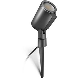 Steinel LED Gartenstrahler Garden, Tageslichtsensor, LED wechselbar, Warmweiß, 90Â° schwenkbar,+GU10-Leuchtmittel, warmweiß,Erdspieß, Anthrazit, schwarz