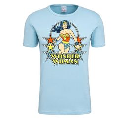 logoshirt T-Shirt 'Wonder Woman &ndash; Stars' Damen Gr&ouml;&szlig;e L hellblau / mischfarben