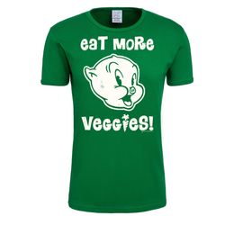 logoshirt T-Shirt 'Looney Tunes - Eat More Veggies' Damen Gr&ouml;&szlig;e L gr&uuml;n / wei&szlig;