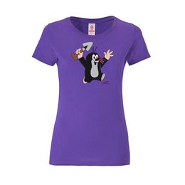 logoshirt T-Shirt 'Der kleine Maulwurf' Damen Gr&ouml;&szlig;e XS braun / grau / lila / schwarz