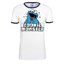 logoshirt T-Shirt 'Cookie Monster' Herren Gr&ouml;&szlig;e M wei&szlig;