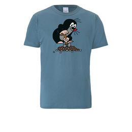 logoshirt T-Shirt 'Der Kleine Maulwurf' Herren Gr&ouml;&szlig;e M taubenblau / rosa / schwarz / wei&szlig;
