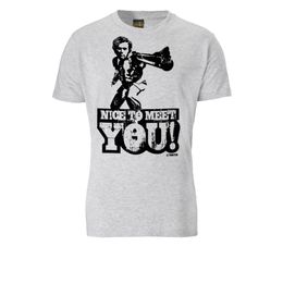 logoshirt T-Shirt NICE TO MEET YOU Herren Gr&ouml;&szlig;e L grau / graumeliert / schwarz