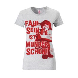 logoshirt Shirt 'Faul sein ist wundersch&ouml;n' female Grey size M