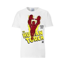 logoshirt T-Shirt 'Human Torch' Herren Gr&ouml;&szlig;e XL gelb / rot / wei&szlig;