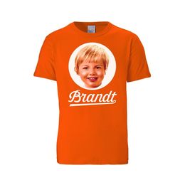 logoshirt T-Shirt "Brandt Zwieback" Herren Gr&ouml;&szlig;e L dunkelorange / wei&szlig;