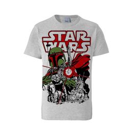 logoshirt T-Shirt "Boba Fett" Herren Gr&ouml;&szlig;e M gr&uuml;n / rot / wei&szlig;meliert