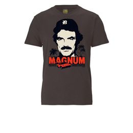 logoshirt T-Shirt "MAGNUM" Herren Gr&ouml;&szlig;e S dunkelgrau / orangerot / schwarz / naturwei&szlig;
