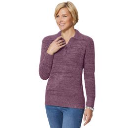 Polokragenpullover Classic Basics "Pullover" Gr. 54, pink (fuchsia, meliert) Damen Pullover Polokragen-Pullover