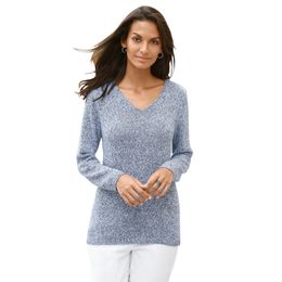 Strickpullover Casual Looks "Pullover" Gr. 48, blau (blau, meliert) Damen Pullover