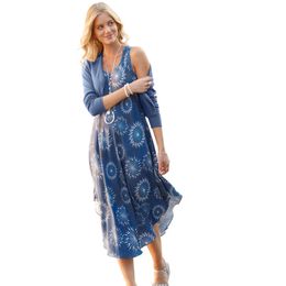 Druckkleid Inspirationen "Kleid" Gr. 22, Kurzgrößen, blau (rauchblau, graphit, bedruckt) Damen Kleider Lange