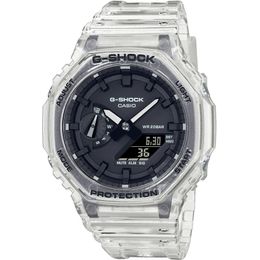Chronograph Casio G-SHOCK "GA-2100SKE-7AER" Armbanduhren farblos (transparent, weiß) Herren Quarzuhren