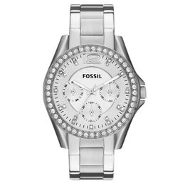 Multifunktionsuhr Fossil "RILEY, ES3202" Armbanduhren silberfarben Damen Quarzuhren