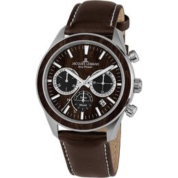 Solaruhr Jacques Lemans "Eco Power Solar Wood, 1-2115C" Armbanduhren braun (dunkelbraun) Herren Solaruhren