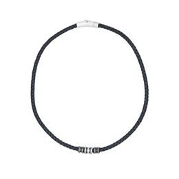 Kette mit Anhänger STEELWEAR "Barcelona, SW-633" Halsketten Gr. Leder-Edelstahl-Kautschuk, Länge: 50 cm, silberfarben (schwarz, edelstahlfarben, antikfarben> <schwarz, antikfarben) Herren Ketten mit Anhänger