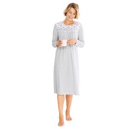 wäschepur Nachthemd WÄSCHEPUR "Nachthemd" Gr. 52/54, Normalgrößen, grau (hellgrau, bedruckt) Damen Kleider Nachthemden