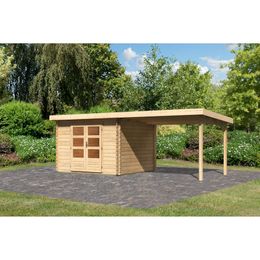 Karibu Blockbohlenhaus 'Rieneck 5' Set 3 inkl. Anbau 580 x 297 x 222 cm naturfarben