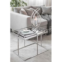 Tabletttisch Fink "TRIEST" Tische Gr. B/H/T: 42 cm x 50 cm x 62 cm, silberfarben (schwarz, silberfarben, silber, schwarz) Beistelltische