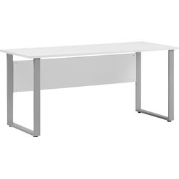 Schreibtisch Schildmeyer "Serie 1600" Tische Gr. B/H/T: 160 cm x 73,5 cm x 75 cm, weiß (kreideweiß, silber, kreideweiß) Schreibtische