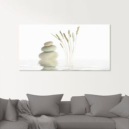 Glasbild Artland "Zen Friede" Bilder Gr. B/H: 100 cm x 50 cm, Zen, 1 St., weiß Glasbilder