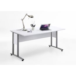 Schreibtisch FMD "Calvi" Tische Gr. B/H/T: 160 cm x 75 cm x 80 cm, weiß (weiß brilliant, grau) Schreibtische
