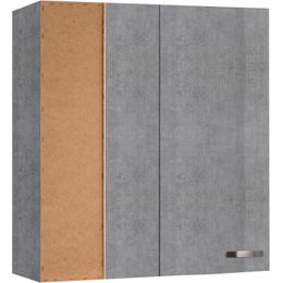 Eckhängeschrank Optifit "Cara" Schränke Gr. B/H/T: 80 cm x 89,6 cm x 34,9 cm, 1 St., grau (beton, beton) Hängeschränke