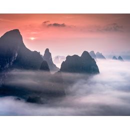 papermoon Fototapete "Karst Mountains in Guilin China" Tapeten Gr. B/L: 5 m x 2,8 m, Bahnen: 10 St., bunt (mehrfarbig) Fototapeten
