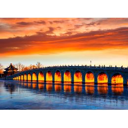 papermoon Fototapete "Beijing Summer Palace Bridge" Tapeten Gr. B/L: 5 m x 2,8 m, Bahnen: 10 St., bunt (mehrfarbig) Fototapeten