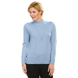 Stehkragenpullover Casual Looks "Pullover" Gr. 48, blau (hellblau) Damen Pullover Rollkragenpullover