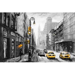 Leinwandbild Places of Style "New York" Bilder Gr. B/H/T: 120 cm x 80 cm x 2 cm, bunt (grau, gelb) Leinwandbilder