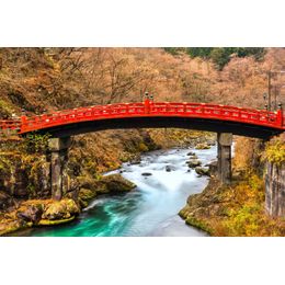papermoon Fototapete "Nikko Sacred Shinkyo Bridge" Tapeten Gr. B/L: 5 m x 2,8 m, Bahnen: 10 St., bunt (mehrfarbig) Fototapeten