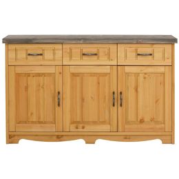 Sideboard Home Affaire "Trinidad Antique" Sideboards Gr. B/H/T: 148 cm x 91 cm x 37 cm, 3, beige (natur, grau)