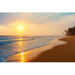 papermoon Fototapete "Sri Lanka Beach Sunset" Tapeten Gr. B/L: 5 m x 2,8 m, Bahnen: 10 St., bunt (mehrfarbig) Fototapeten