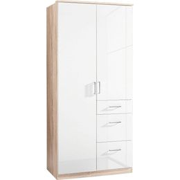 Kleiderschrank wimex "Clack" Schränke Gr. B: 90 cm, ohne Spiegel, weiß (struktureichefarben hell, hochglanz) Drehtürenschrank Kleiderschrank Schränke