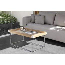 Couchtisch Fink "DIEGO" Tische Gr. B/H/T: 60cm x 62cm x 100cm, beige (natur + silber natur)