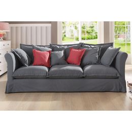 3-Sitzer Home Affaire "Luise", grau, B:228cm H:93cm T:100cm, Webstoff (50% Baumwolle, 50% Polyester), Sofas